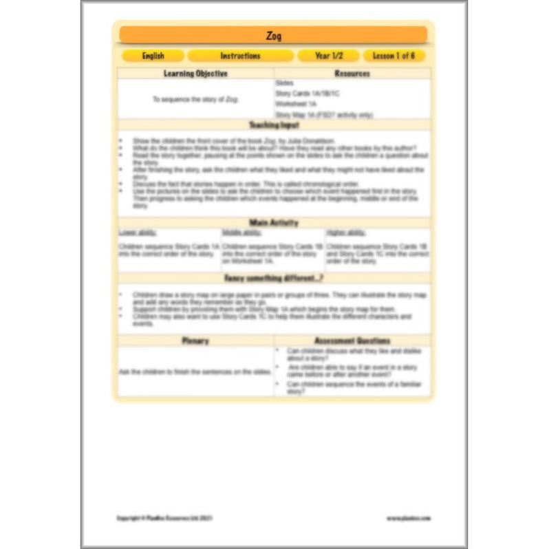 Zog Printables KS1 Instructions Lessons by PlanBee