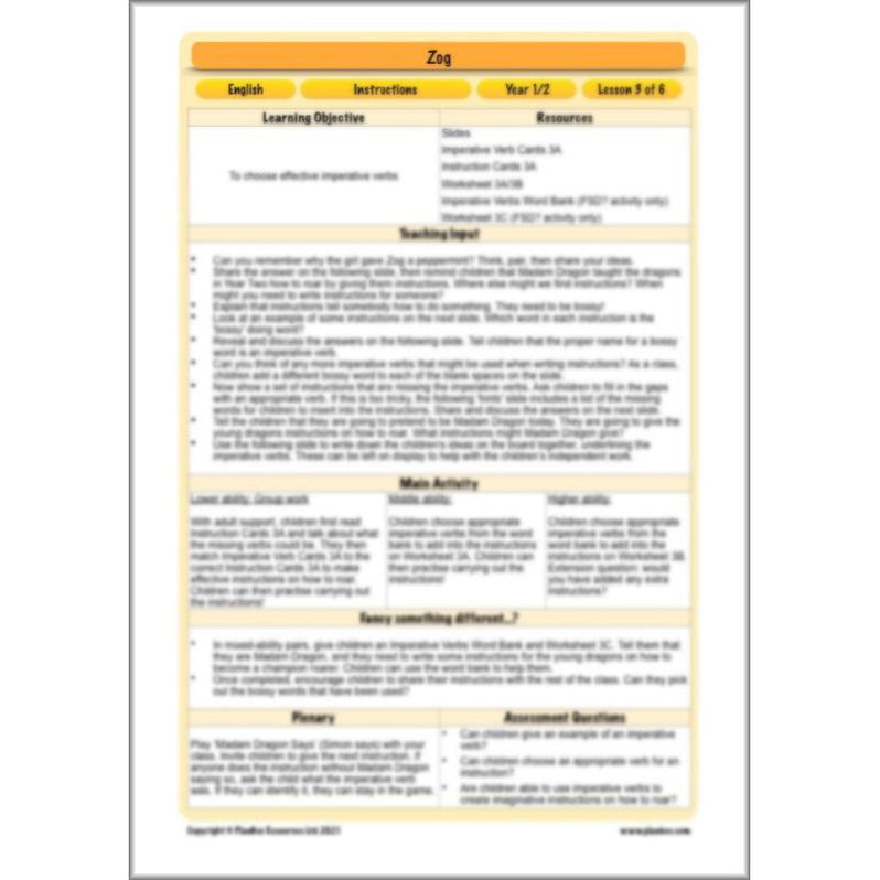 Zog Printables KS1 Instructions Lessons by PlanBee