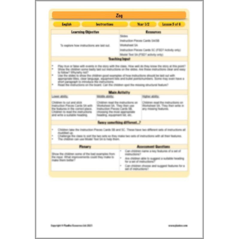 Zog Printables KS1 Instructions Lessons by PlanBee