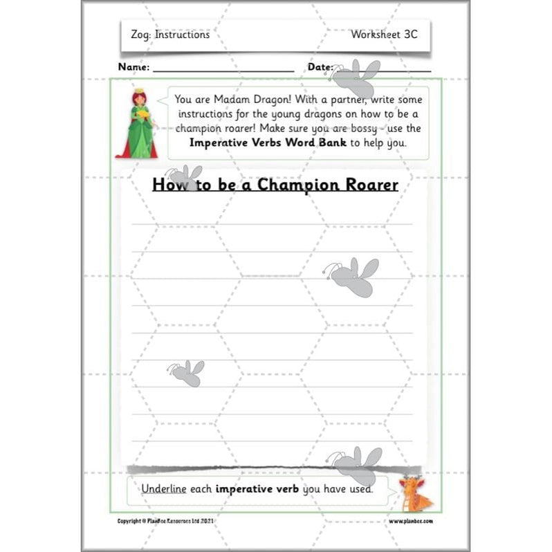 Zog Printables KS1 Instructions Lessons by PlanBee