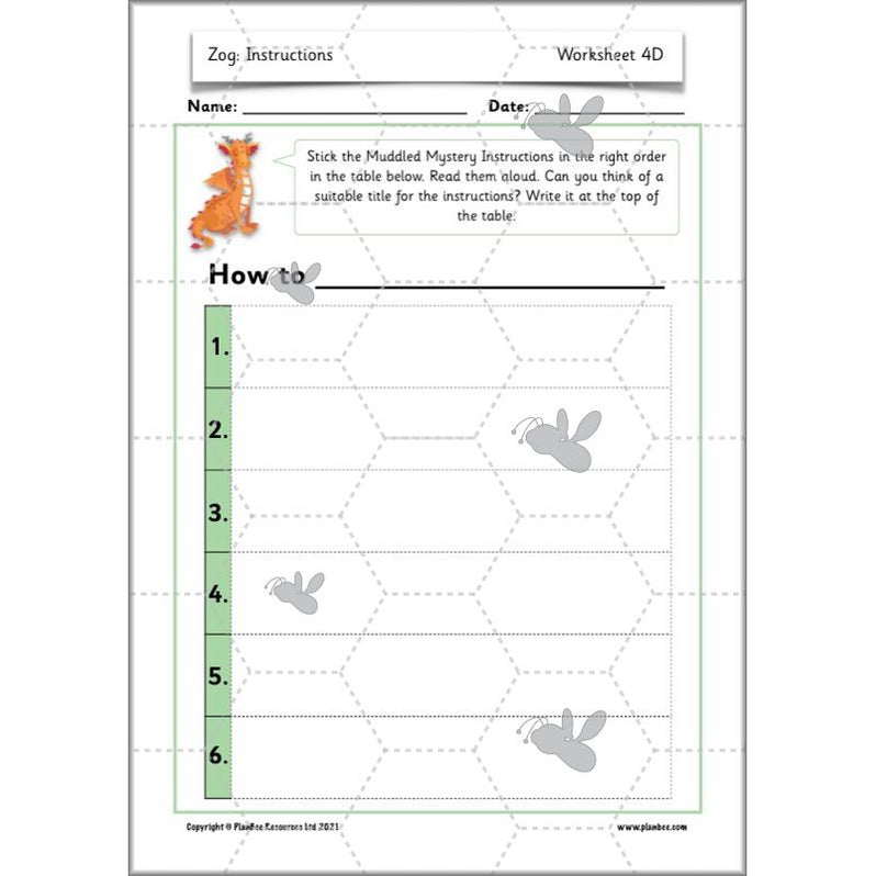 Zog Printables KS1 Instructions Lessons by PlanBee